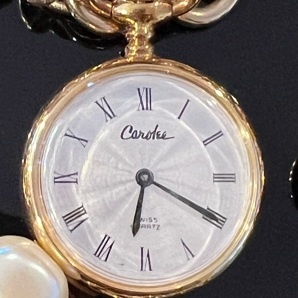 Carolee | Jewelry | Vintage Carolee Swiss Watch Pendant Gold Pearl ...